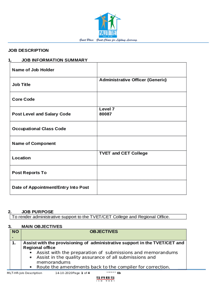 Job Descriptions and Job Postings for Unifor Unit 1 Doc Template ...