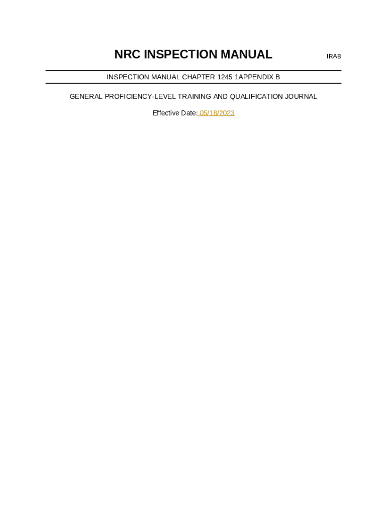 INSPECTION MANUAL CHAPTER 1245 APPENDIX B Doc Template | pdfFiller