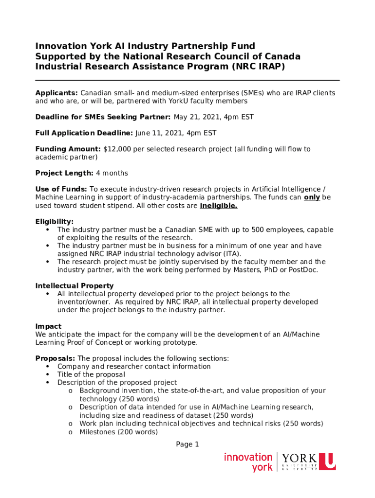 New round of Innovation York and NRC-IRAP's Artificial ... - iy info ...