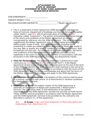 Attachment D2 - Statement of Work Agreement - bgs vermont Doc Template | pdfFiller
