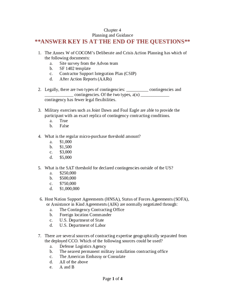 Planning and Guidance Contingency chapter 4 Flashcards Doc Template ...