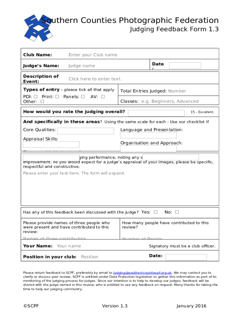 SCPF Judging Feedback - southerncountiespf org Doc Template | pdfFiller