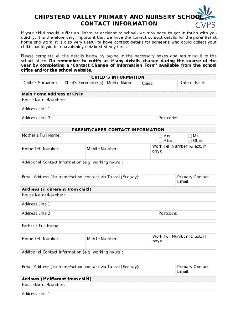 Medical office registration . Chipstead Valley Primary and nursery ...