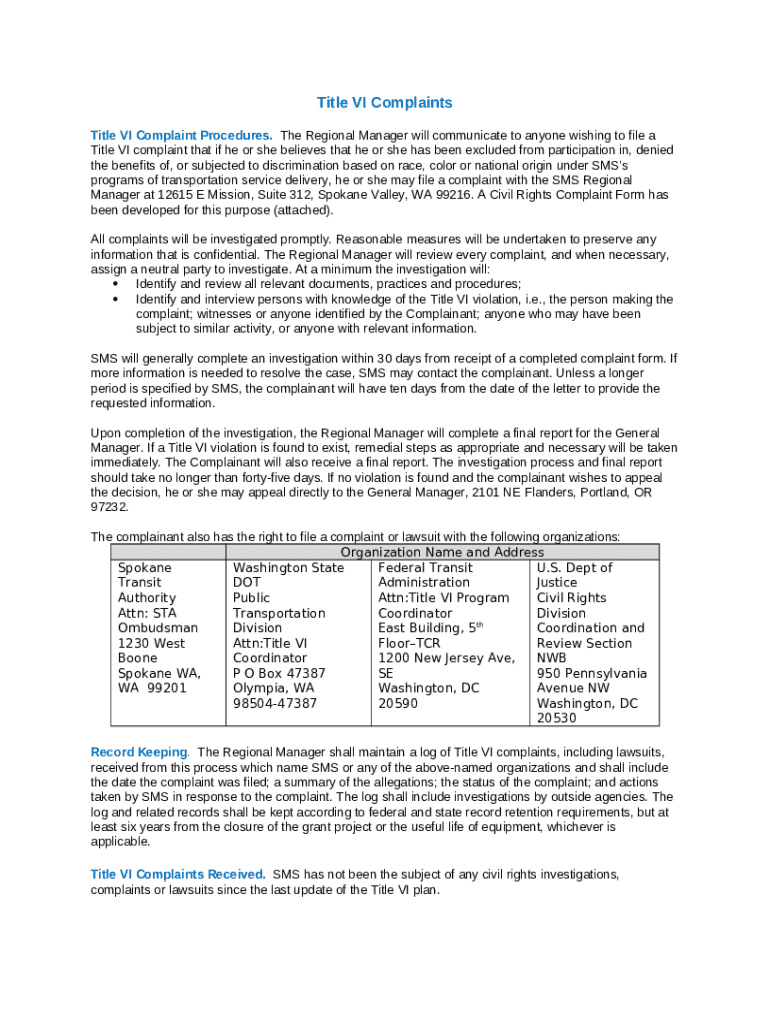 Title VI Complaint ProcessCaltrans - CA.gov Doc Template | pdfFiller
