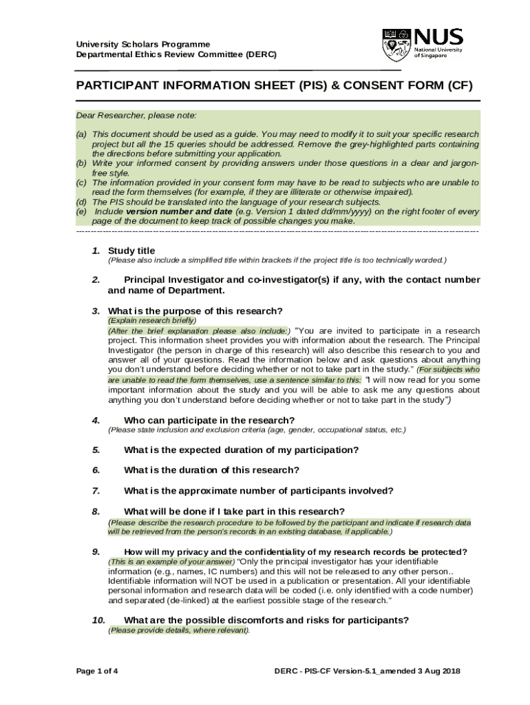 How to Write a Participant Ination Sheet (PIS) Doc Template | pdfFiller