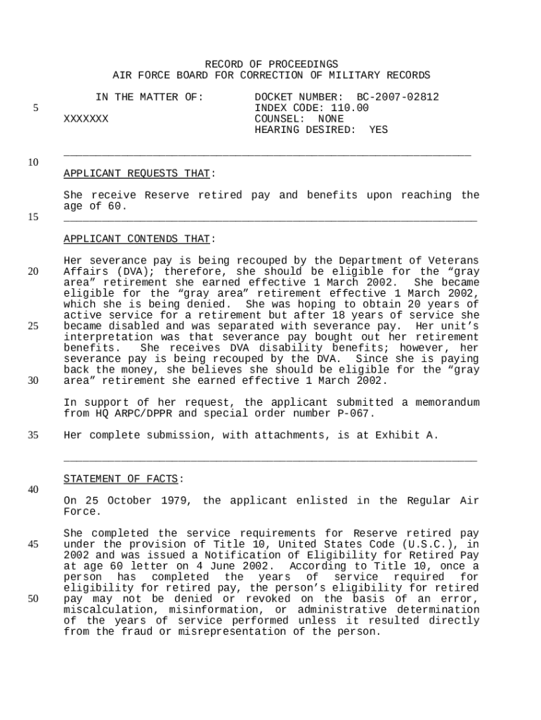 Correct a Military Record - boards law af Doc Template | pdfFiller