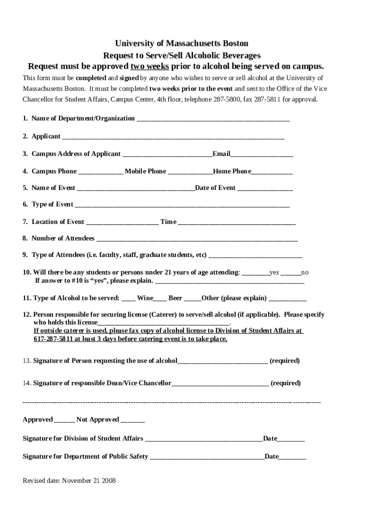 Alcohol Beverage Request Hospitality & Event ... Doc Template | pdfFiller