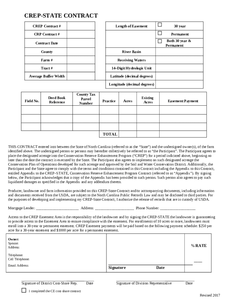 CREP Agreement Doc Template | pdfFiller