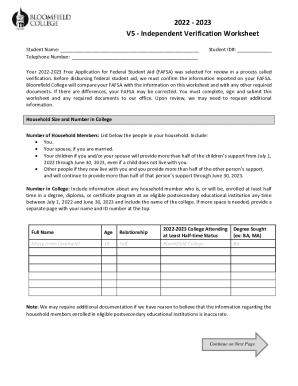 Fillable Online 2022-2023 INDEPENDENT VERIFICATION WORKSHEET ... Fax Email Print - pdfFiller
