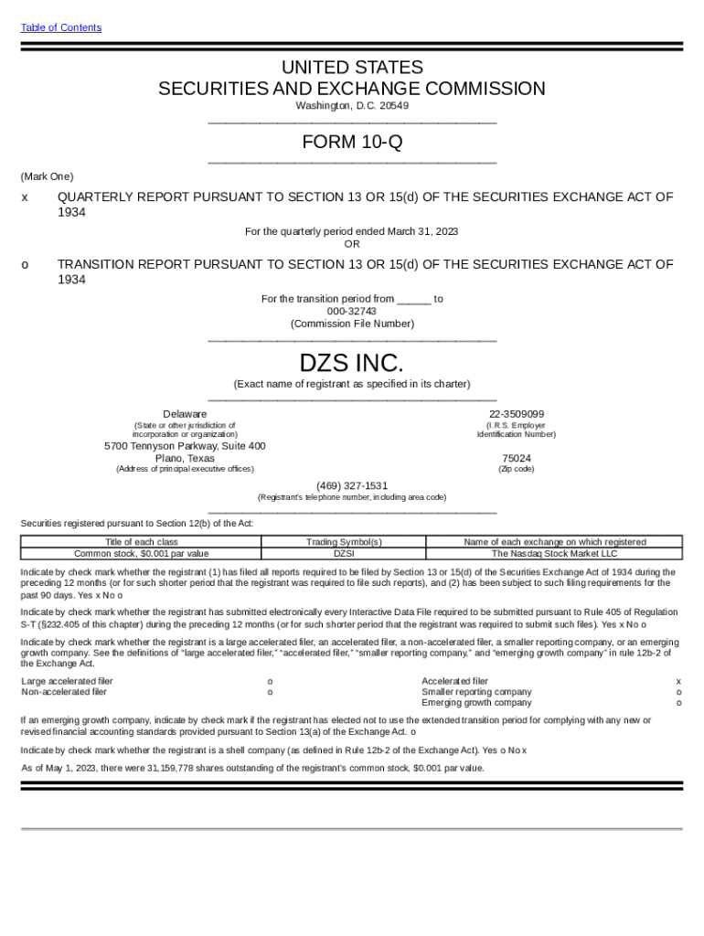 DZS INC. ( - cloudfront.net Doc Template | pdfFiller