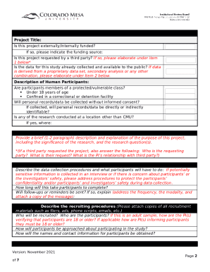 Request for Waiver of IRB Application for Class Projects Doc Template ...