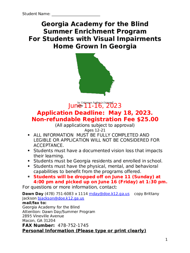 Summer Camps for the Blind and Vision Impaired ... Doc Template | pdfFiller