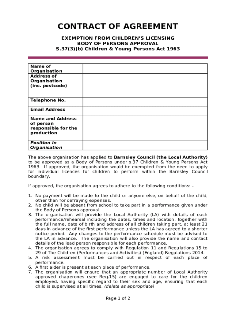 Outline Child Perance and Activity Licence Application ... Doc Template | pdfFiller