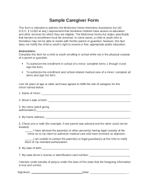 NCHE Sample Caregiver Doc Template | pdfFiller