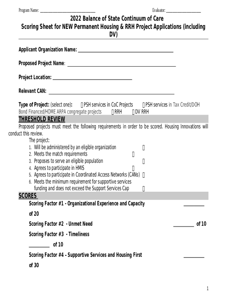 2022 Balance of State Continuum of Care Doc Template | pdfFiller