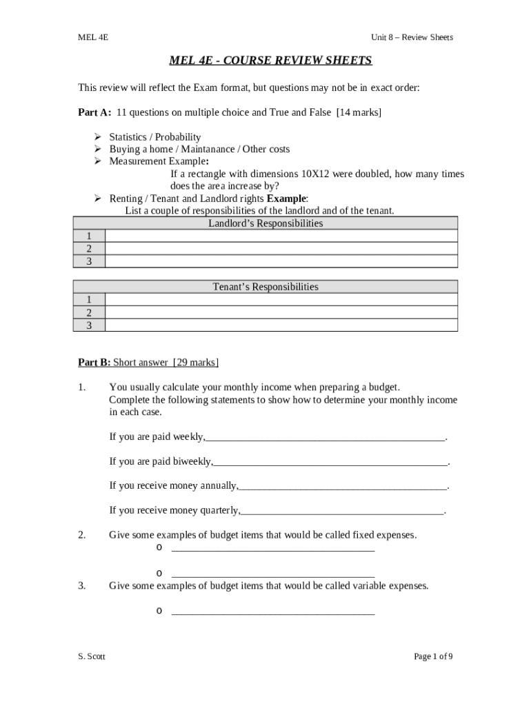 12e-Course Review Sheets.doc - MEL 4E Unit 8 Doc Template | pdfFiller