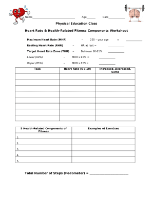 Heart Rate Activity Worksheet Doc Template | pdfFiller