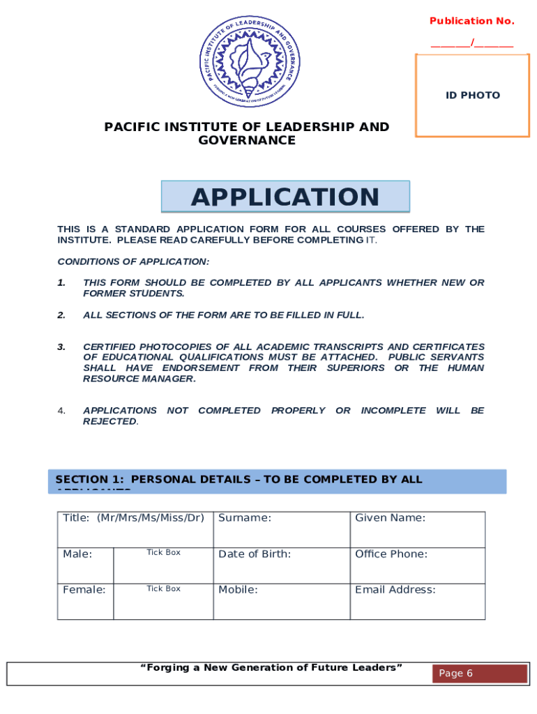 THIS IS A STANDARD APPLICATION FOR ALL COURSES OFFERED BY THE INSTITUTE ...