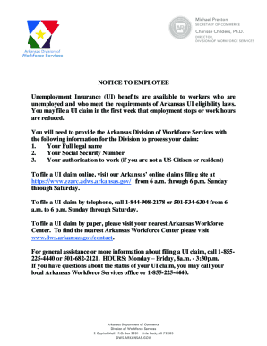 Fillable Online NOTICE TO EMPLOYEE Unemployment Insurance (UI) ... Fax ...