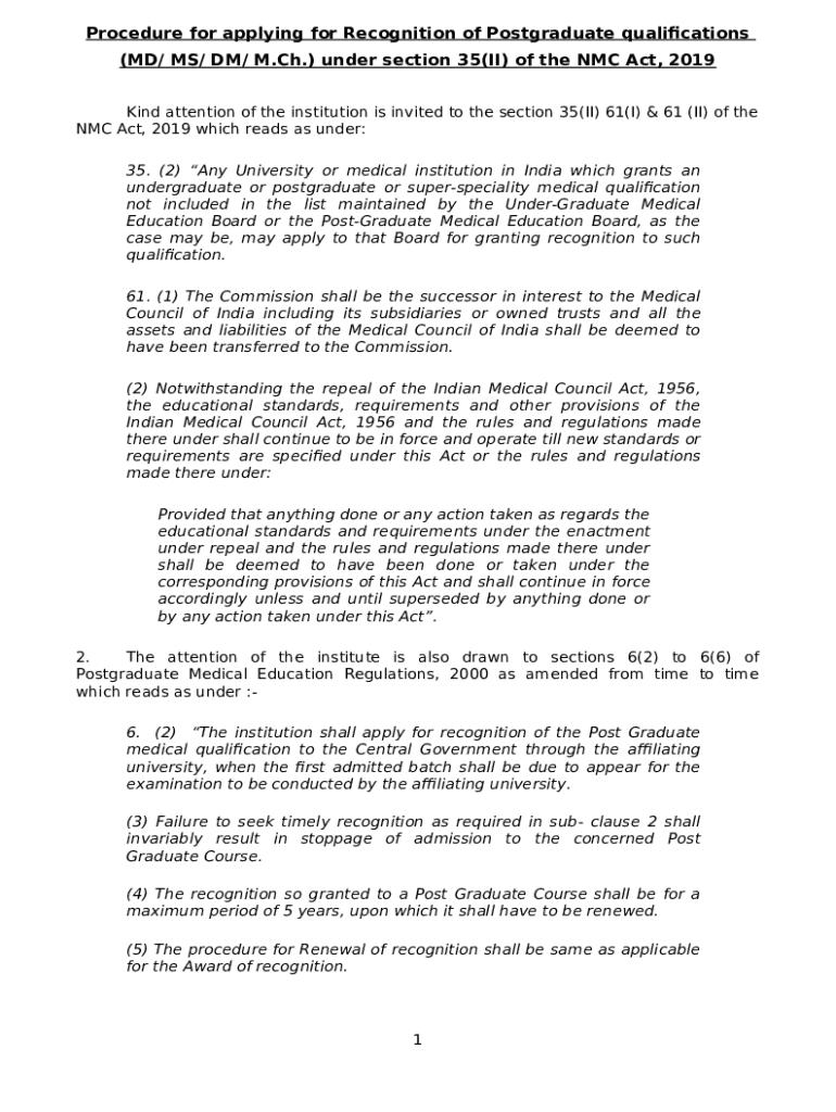 NMC Invites Application for Recognition of MD, MS, DM, M. ... Doc ...