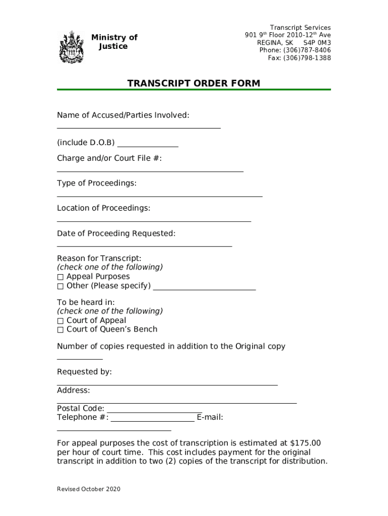 Trial Court Administrative Order 19-1: Transcription ... Doc Template ...