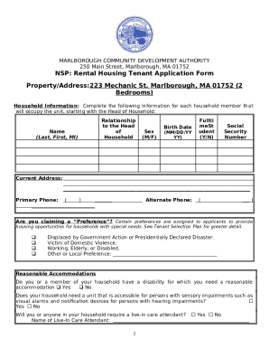 Get the free Mass rental application pdf Doc Template | pdfFiller