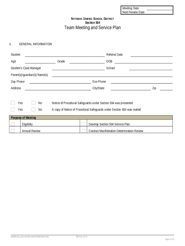 Student's Case Manager Doc Template | pdfFiller