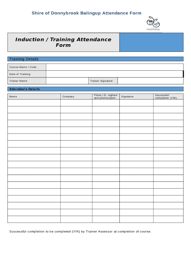 Contract Training Attendance Doc Template | pdfFiller
