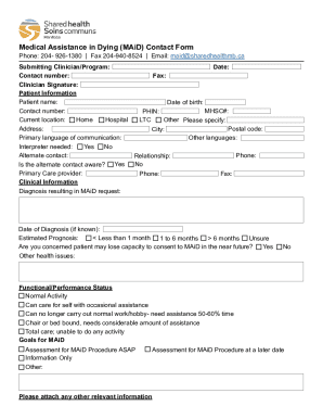 Fillable Online Medical Assistance in Dying (MAiD) Contact Form Fax ...