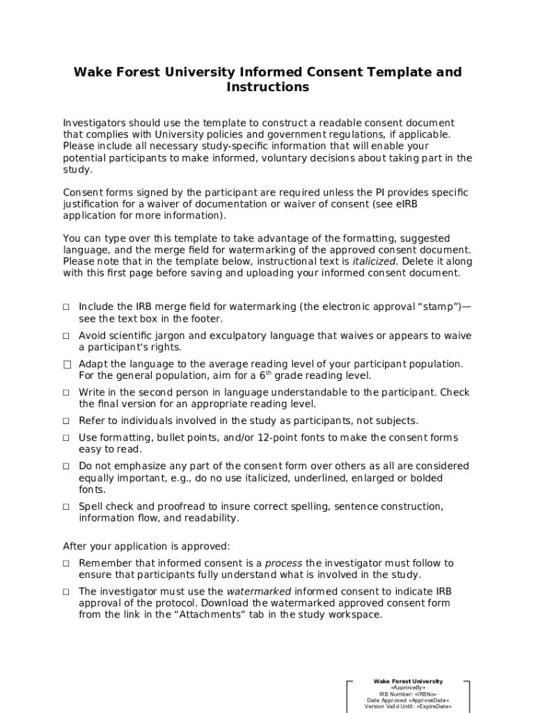 Template and Instructions: Ined Consent Doc Template | pdfFiller