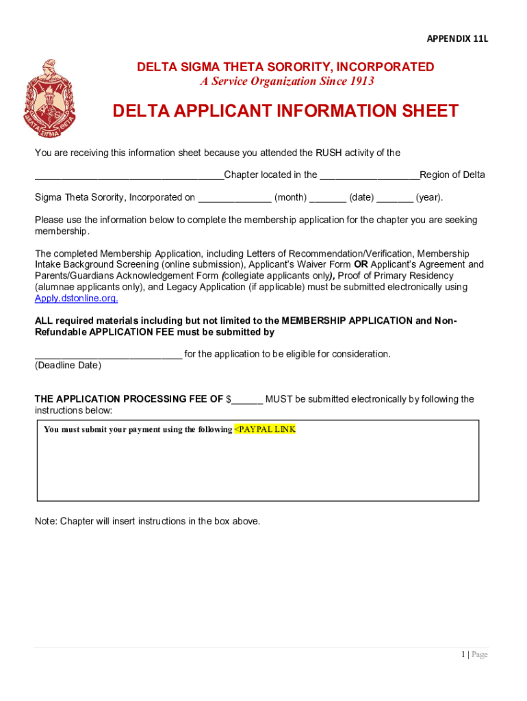 Fillable Online DELTA APPLICANT INFORMATION SHEET - dstonline.org Fax ...
