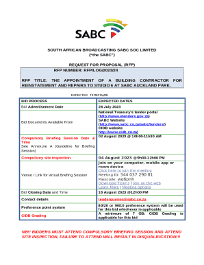 South African Broadcasting Corporation Ltd Open Tenders Doc Template | pdfFiller