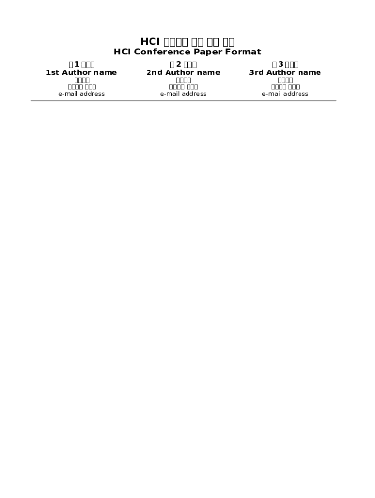 HCI Korea Paper Doc Template | pdfFiller