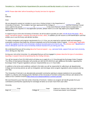 Sample Visiting Scholar Appointment Letter Doc Template | pdfFiller