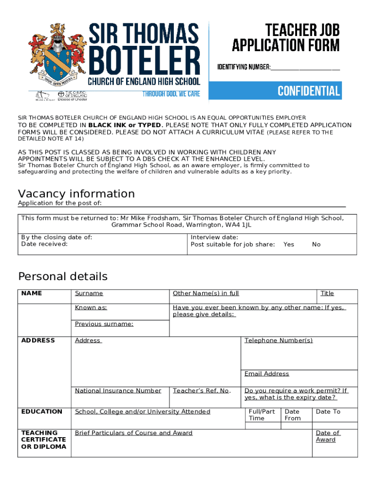 Sir Thomas Boteler application . ... Doc Template | pdfFiller