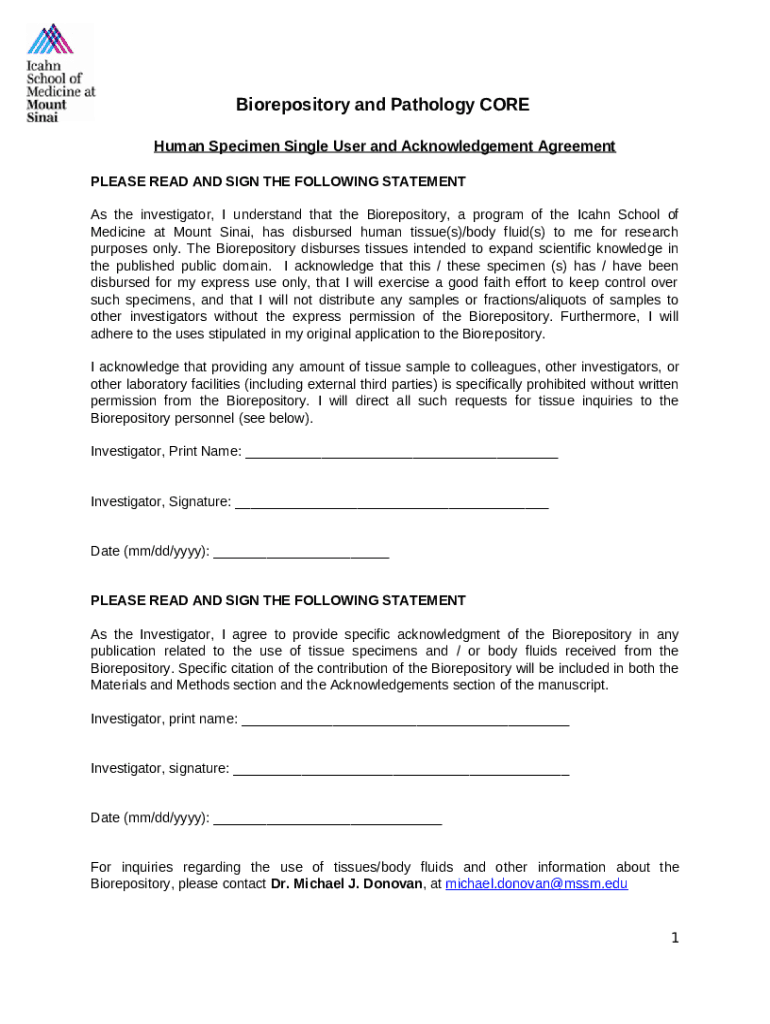 Biorepository and Pathology CoRE Services Doc Template | pdfFiller