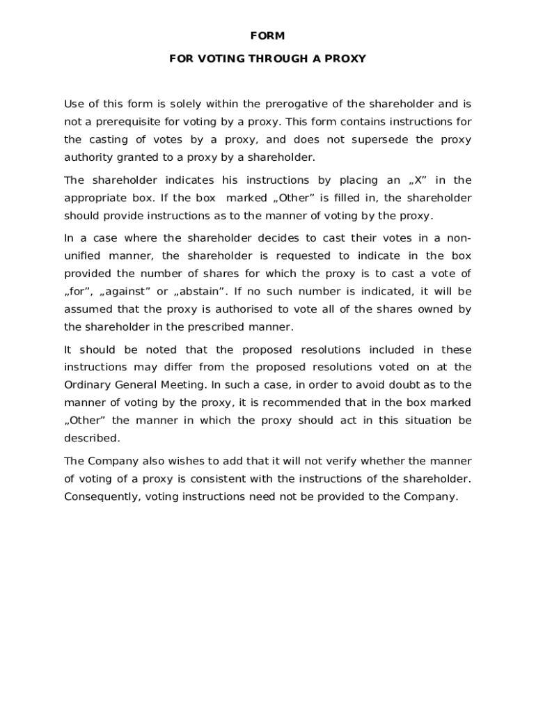 for voting through a proxy Doc Template | pdfFiller