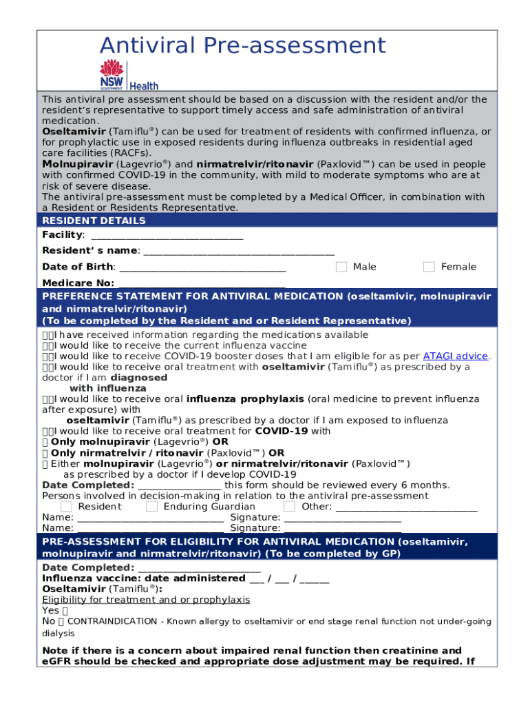 New antiviral pre-assessment for GP and practice ... Doc Template ...