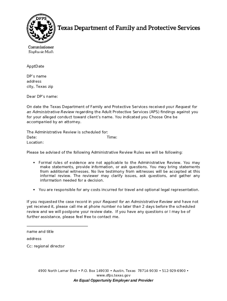 Family and Protective Services, Texas Department of Doc Template ...
