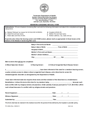 Newborn Screening Refusal (PH-3686) Doc Template | pdfFiller