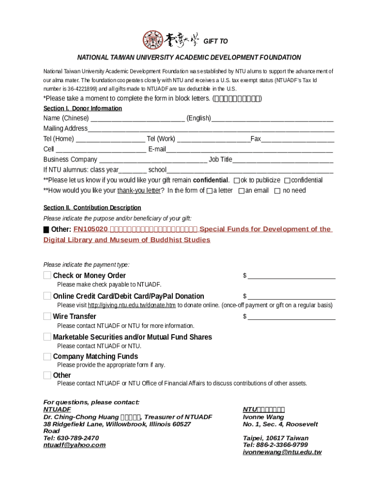 NTU GIVING-Donation Download Doc Template | pdfFiller