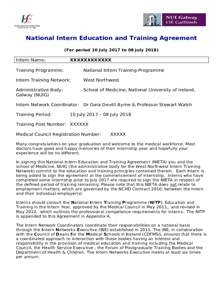 Intern training - National standards for programs Doc Template | pdfFiller