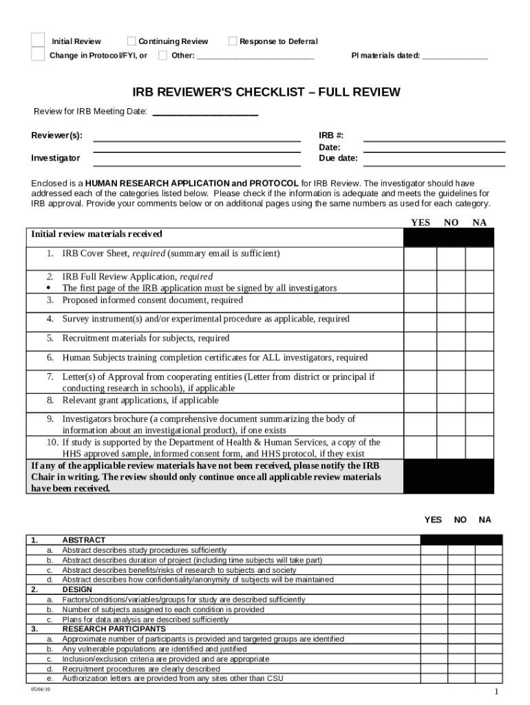 How to Review Continuing Reviews - Institutional Review Board Doc Template | pdfFiller