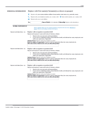 CURRICULUM VITAE TEMPLATE (Instructions) Doc Template | pdfFiller