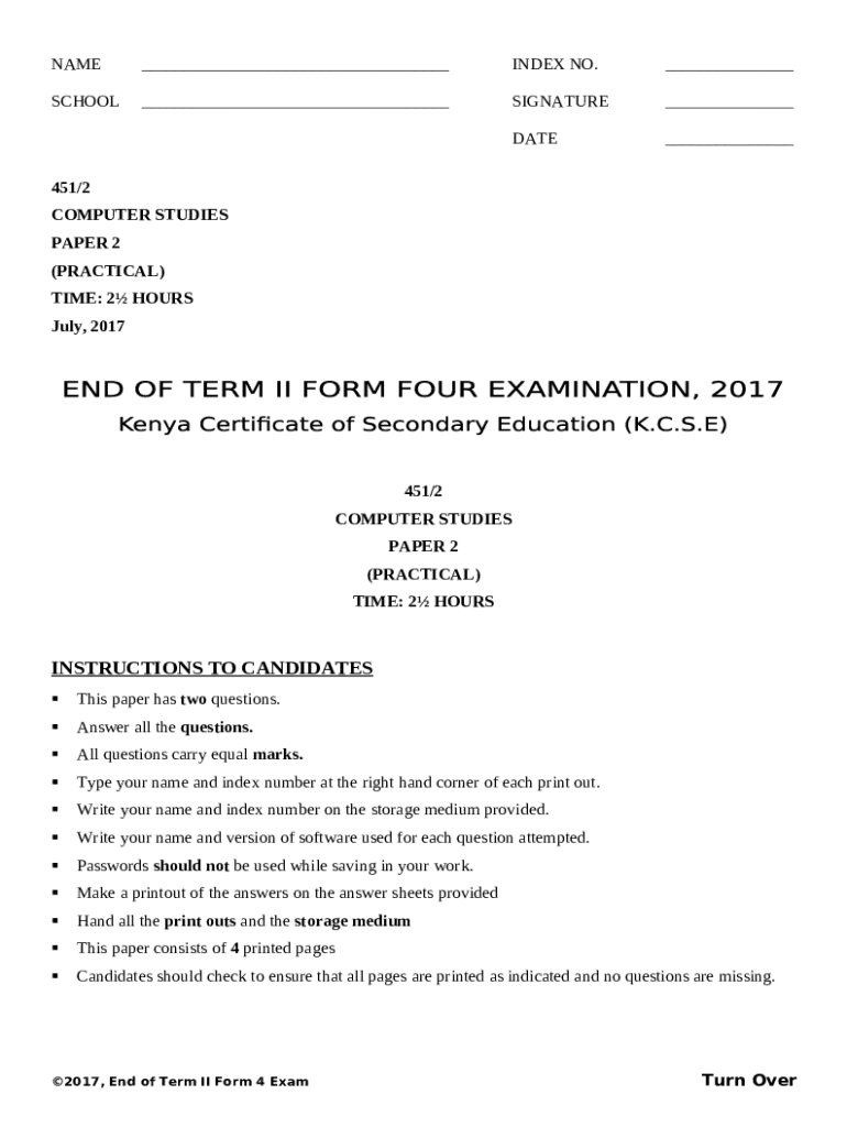 COMPUTER STUDIES PAPER 2.doc - NAMES INDEX ... Doc Template | pdfFiller
