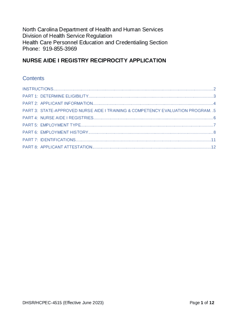 North Carolina Division of Health Service Regulation (NC ... Doc ...