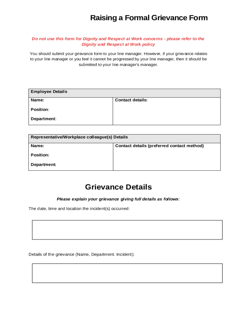 Raising a al Grievance - Government of Jersey Doc Template | pdfFiller