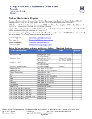 Husqvarna Colour Reference Order Doc Template | pdfFiller