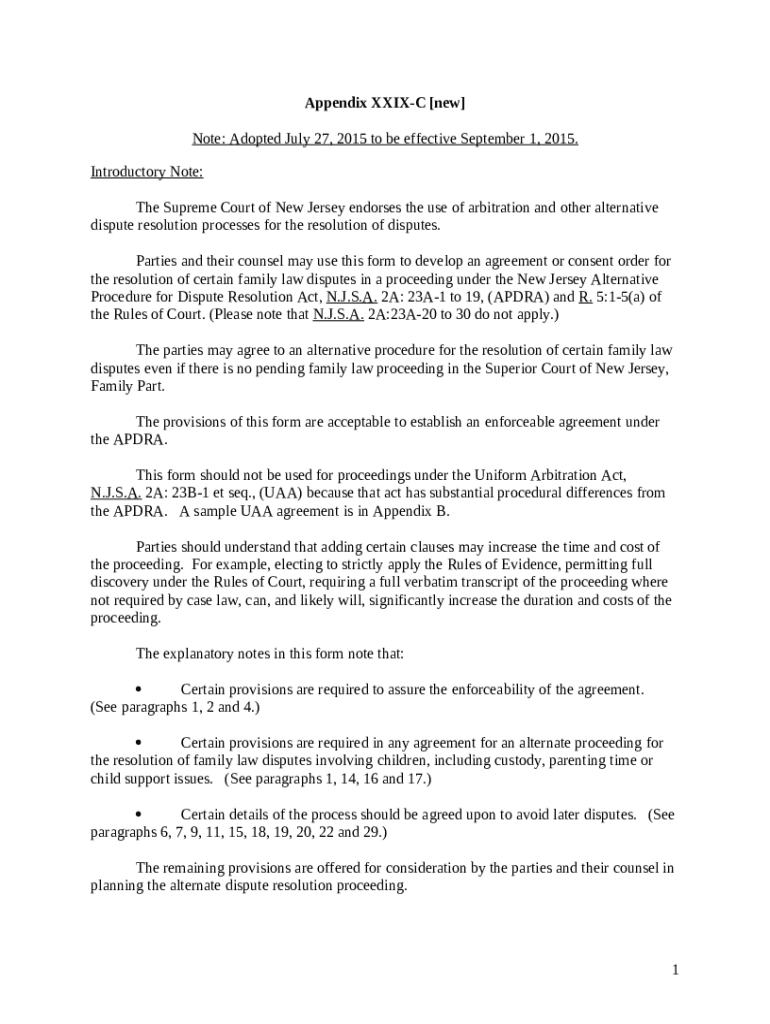 Rule Appendix XXIX-C Agreement to Resolve Disputes ... Doc Template ...