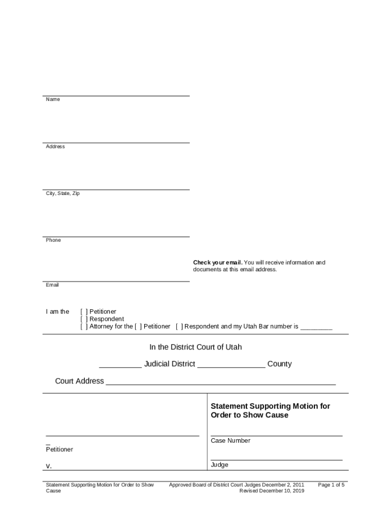 Statement Supporting Motion for Order to Show Cause. Statement ...